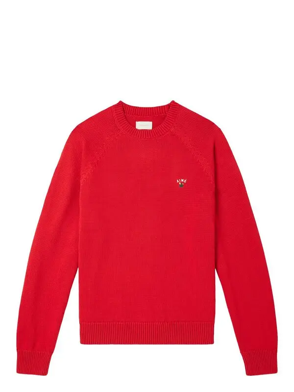 Aimé Leon Dore Logo-embroidered Cotton Sweater - Red