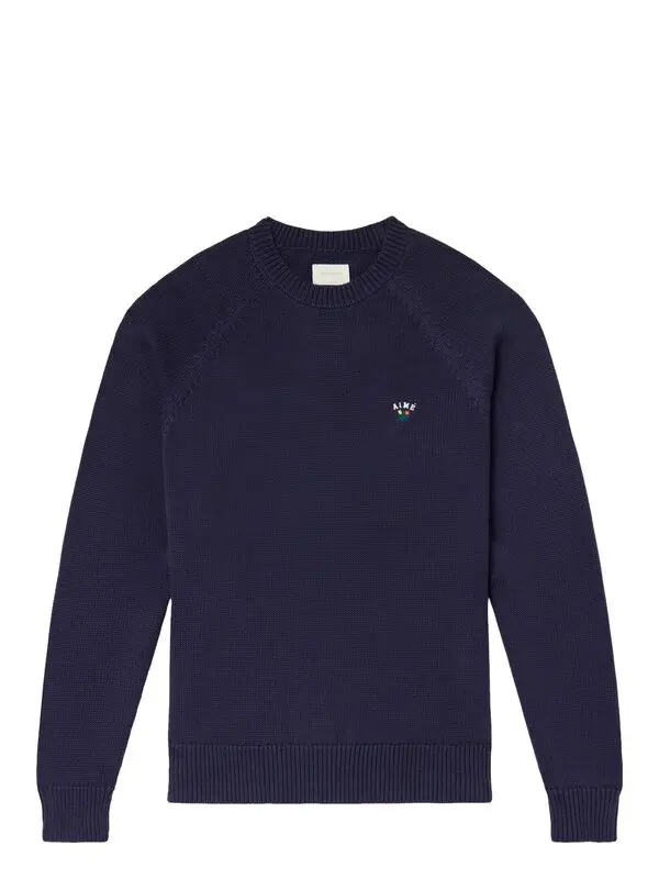 Aimé Leon Dore Logo-embroidered Cotton Sweater - Blue