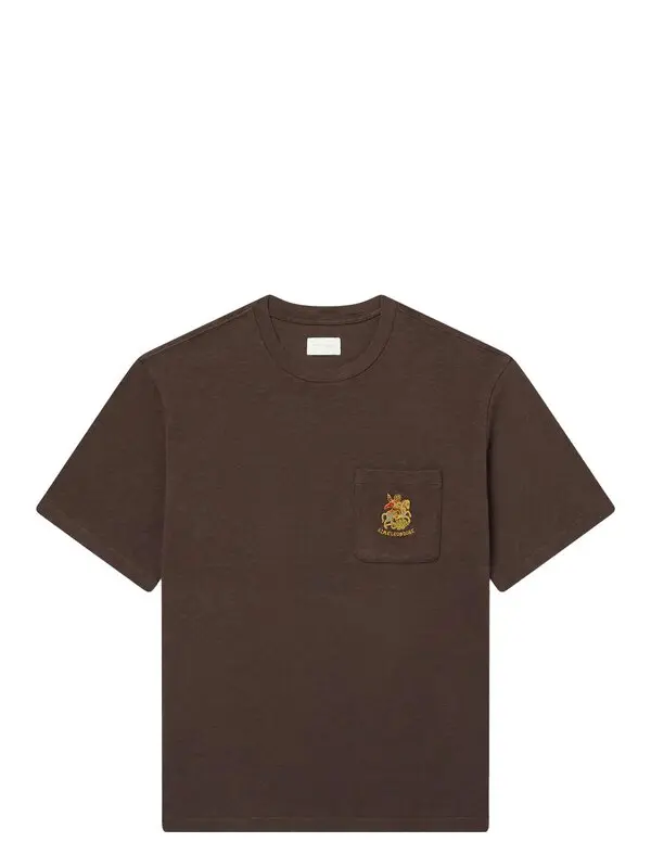 Aimé Leon Dore St. George Logo-embroidered Cotton-jersey T-shirt - Brown