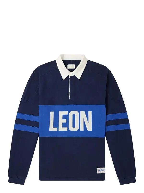 Aimé Leon Dore Logo-intarsia Striped Cotton Polo Shirt - Navy
