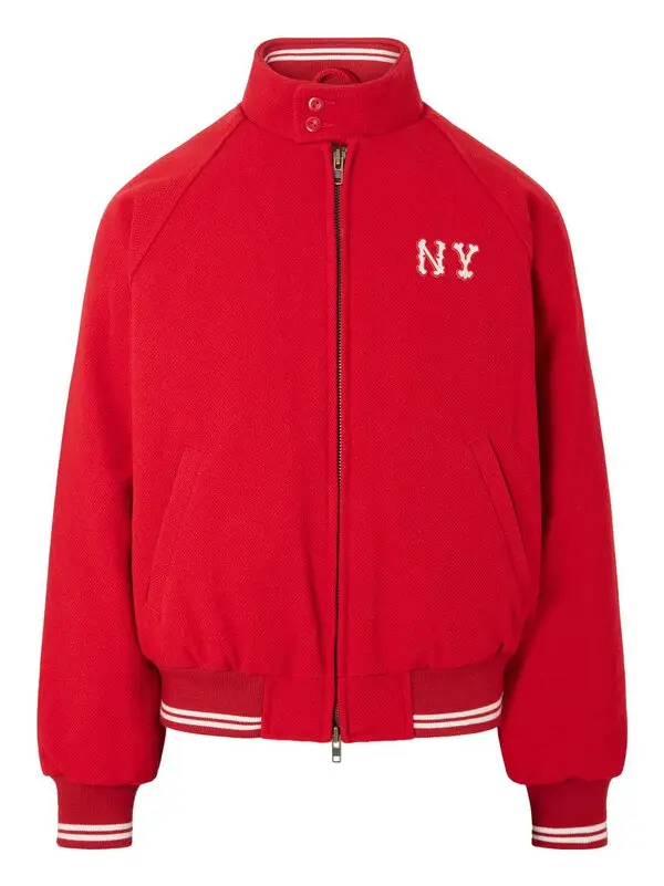 Aimé Leon Dore Ny Highlanders Logo-embroidered Wool-blend Varsity Jacket - Red