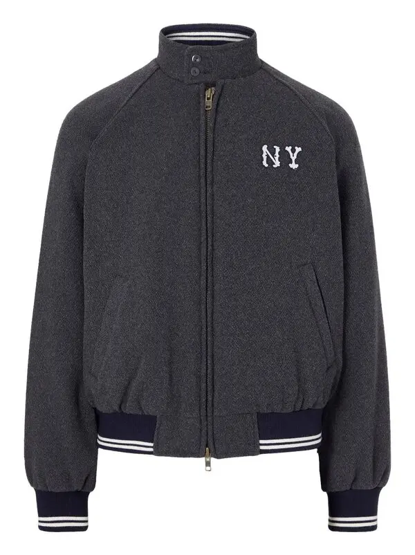 Aimé Leon Dore Ny Highlanders Logo-embroidered Wool-blend Varsity Jacket - Gray