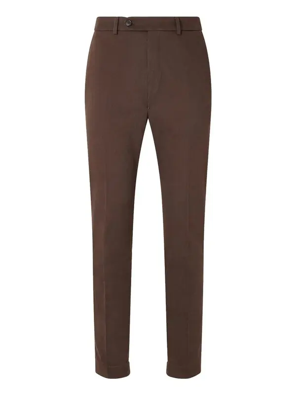 SLOWEAR Incotex Tapered Cotton-blend Twill Trousers - Brown