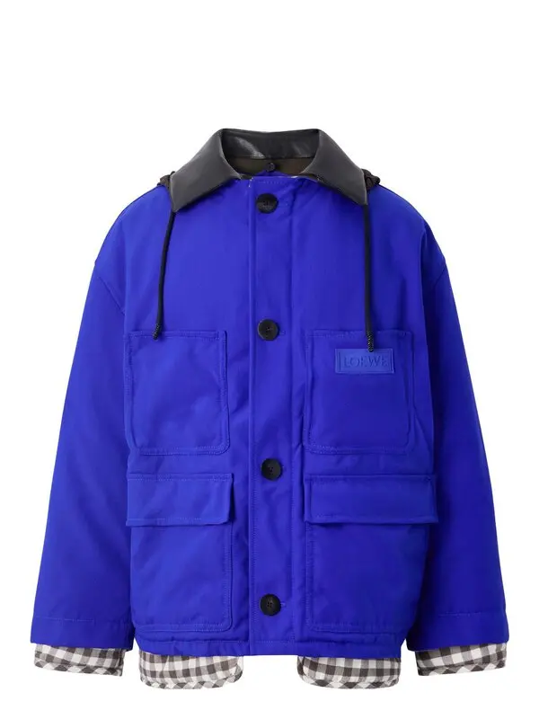 Loewe Leather-trimmed Cordura® Padded Jacket - Blue