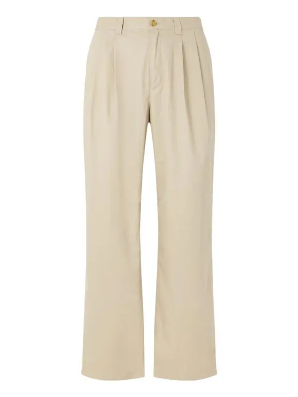 Aimé Leon Dore Straight-leg Pleated Cotton Trousers - Neutrals