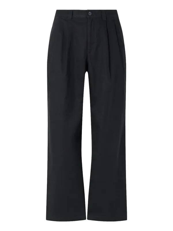 Aimé Leon Dore Straight-leg Pleated Cotton Trousers - Black