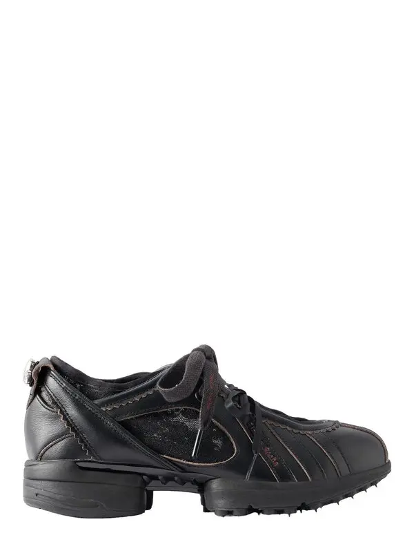 Simone Rocha Adidas Originals Clima Embellished Lace-trimmed Leather Sneakers - Black