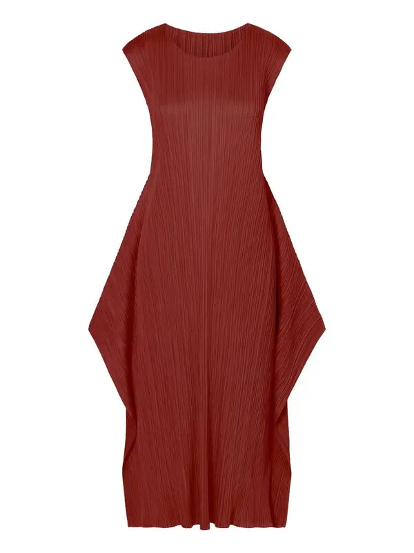 Issey Miyake September Plissé Midi Dress - Red
