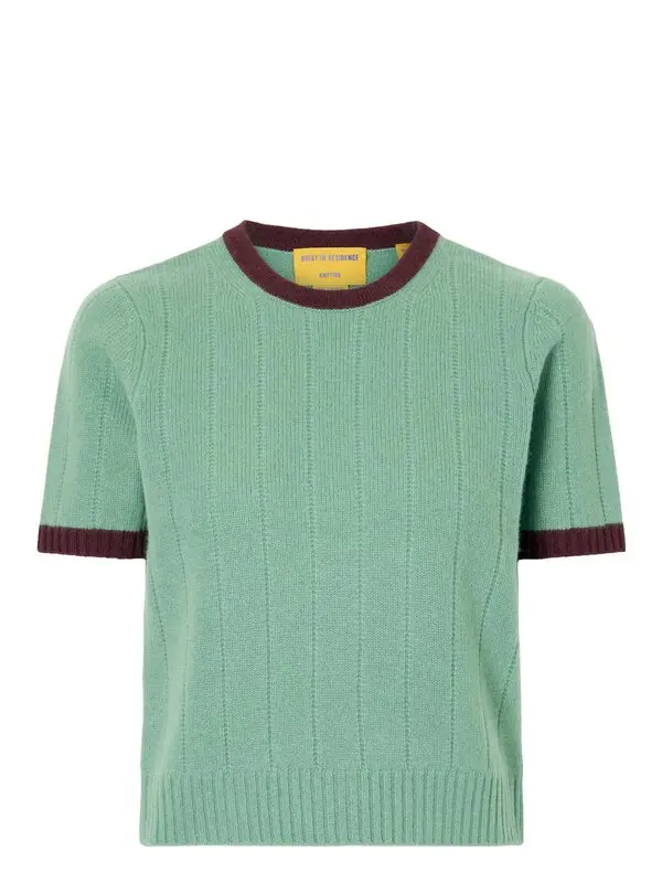 Guest In Residence Rib Ringer Cashmere T-shirt - Green