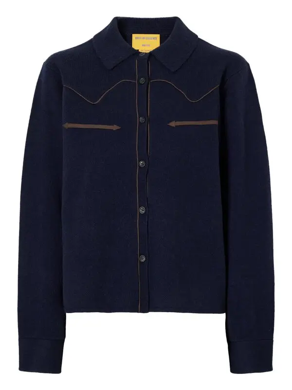 Guest In Residence Western Cropped Cashmere Cardigan - Blue
