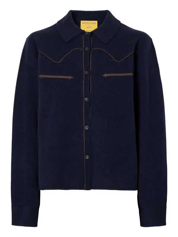 Guest In Residence Western Cropped Cashmere Cardigan - Navy