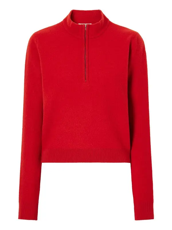 Auralee Wool Half-zip Sweater - Red