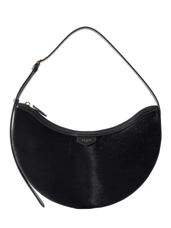 Alaïa Demi Lune Leather-trimmed Calf-hair Shoulder Bag - Black