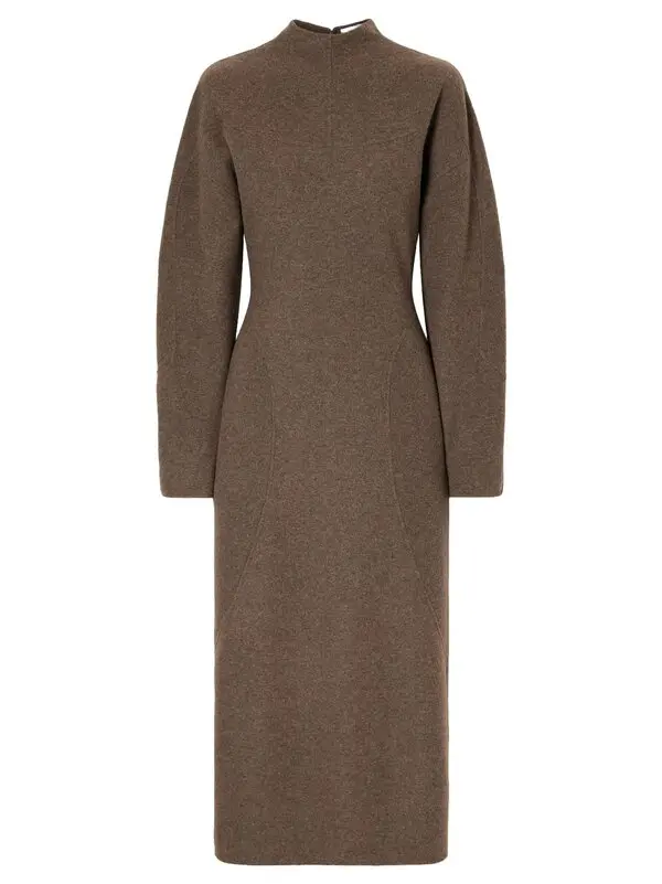 Max Mara Tenuta Paneled Wool-blend Midi Dress - Brown