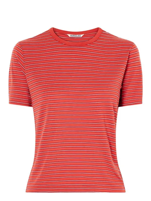 Auralee Striped Wool-jersey T-shirt - Red
