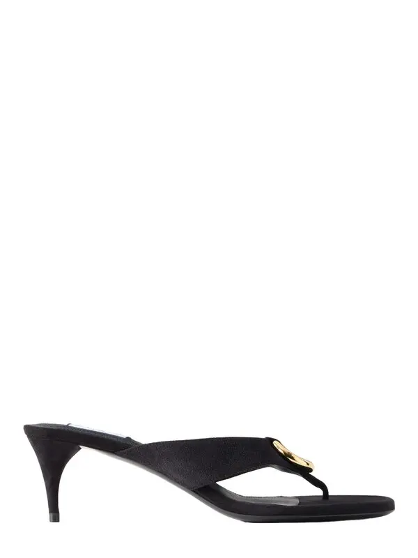 Alaïa Infra 55 Embellished Suede Thong Sandals - Black