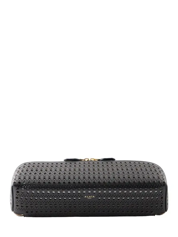 Alaïa Delta Laser-cut Leather Clutch - Black