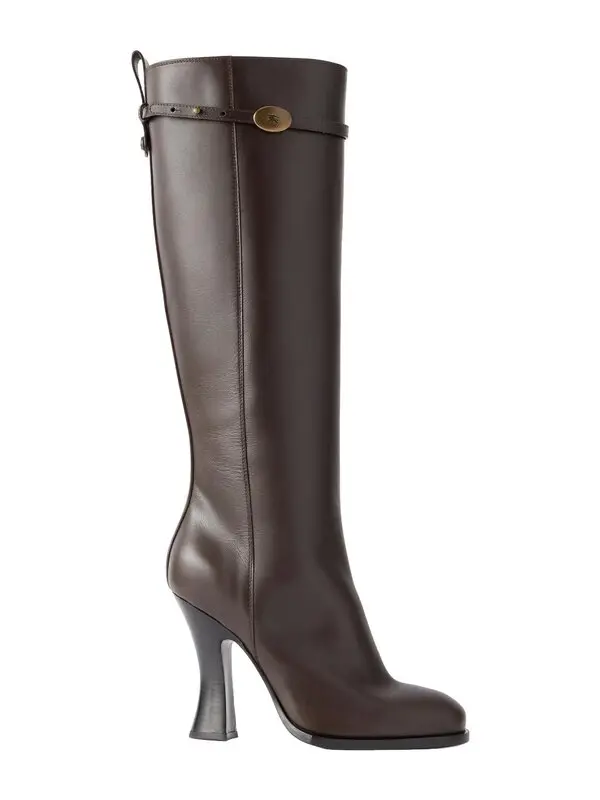 Burberry 100 Belted Leather Knee-high Boots - Brown