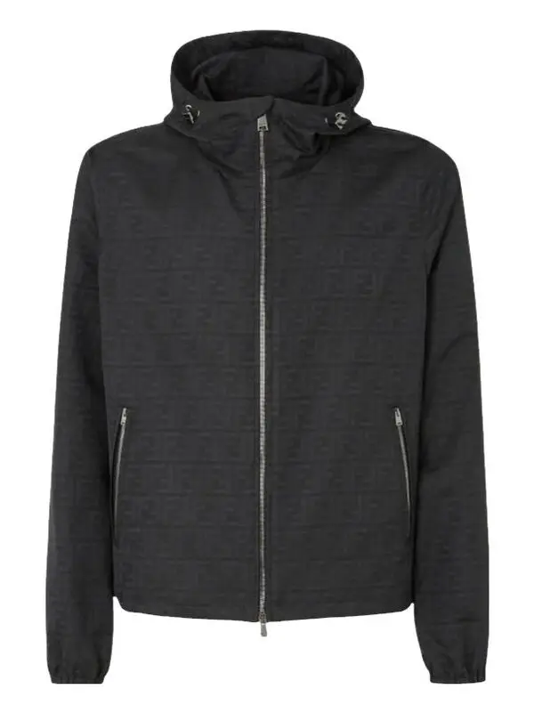 Fendi Ff Printed Hooded Jacket - Black