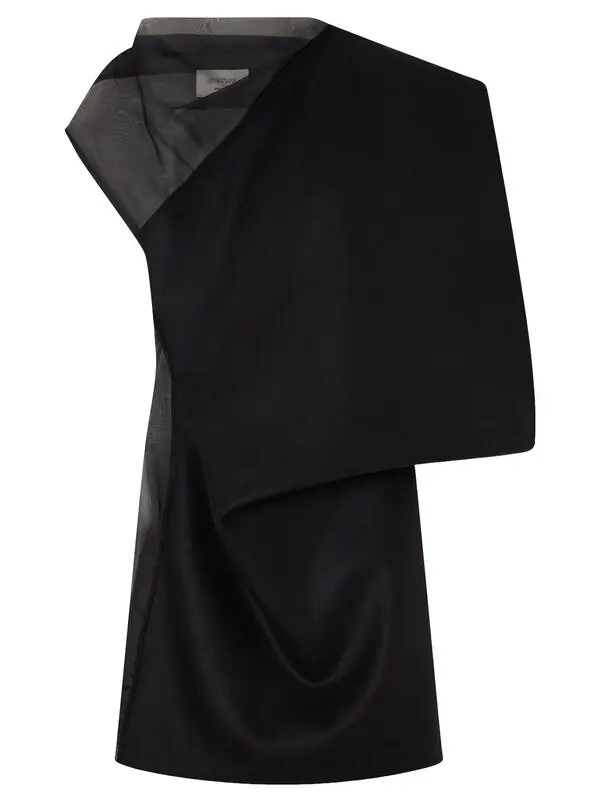 Sportmax Cesto Draped Virgin Wool And Silk Mini Dress - Black