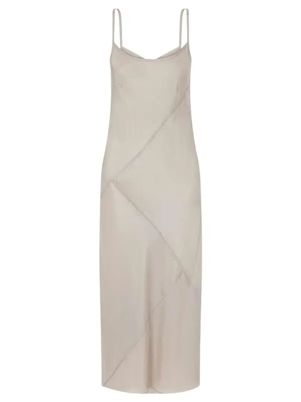 LAUREN MANOOGIAN Paneled Satin Midi Dress - Gray
