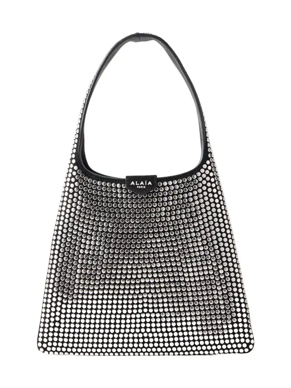 Alaïa Studded Suede-trimmed Leather Shoulder Bag - Black