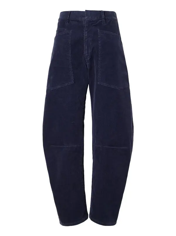 NILI LOTAN Shon Cotton-blend Twill Tapered Pants - Blue
