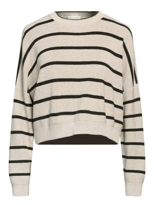 Brunello Cucinelli Striped Knit Sweater - Nude