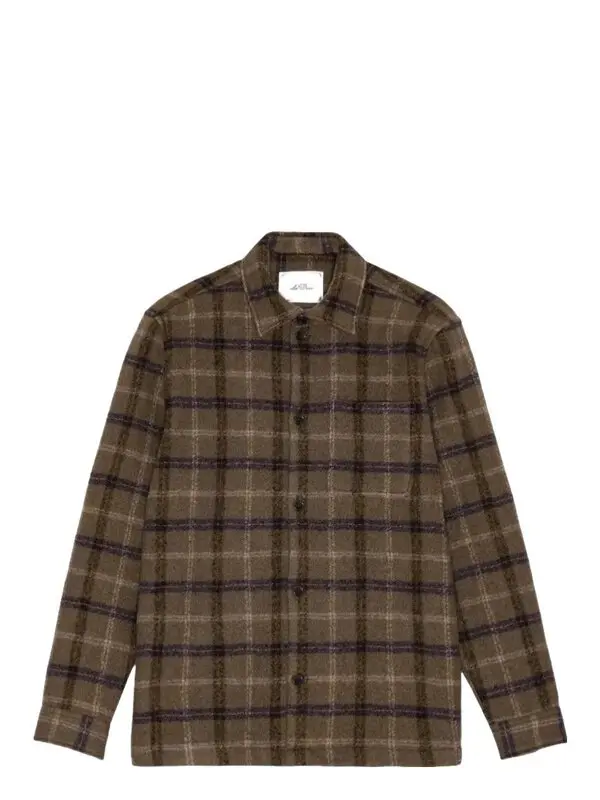 LES DEUX Caribou Check-pattern Button-up Jacket - Brown