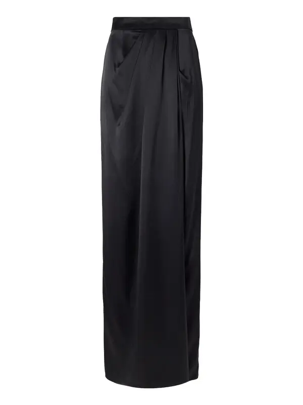 Max Mara Camera Draped Silk-satin Maxi Skirt - Black