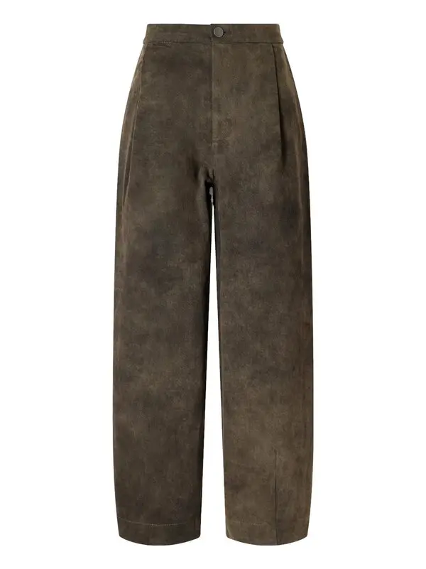 LAUREN MANOOGIAN Pleated Cotton-twill Tapered Pants - Green