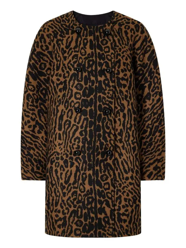 Carolina Herrera Cocoon Leopard-jacquard Wool Coat - Brown