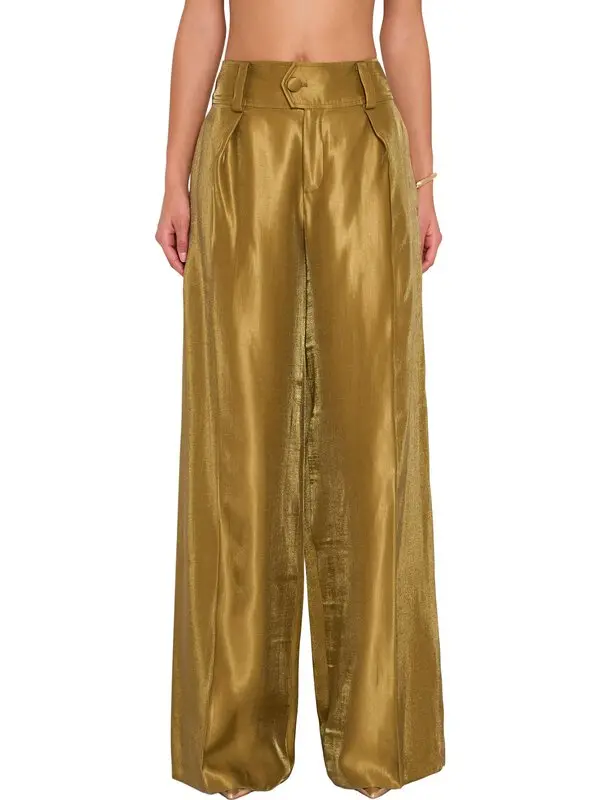Amanda Uprichard Noho Pants In Mercury - Olive