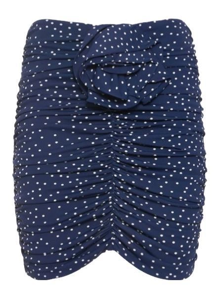 Magda Butrym Draped Dotted Mini Skirt W/ Flower - Blue