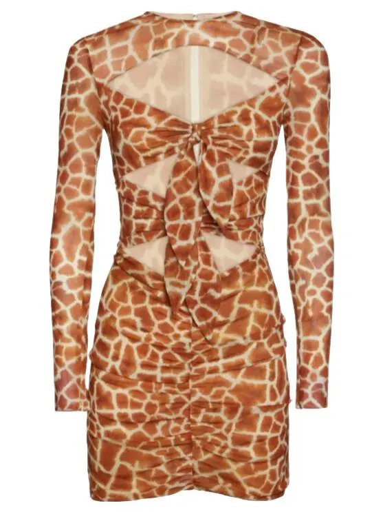 Giuseppe Di Morabito Printed Silk Georgette Mini Dress - Nude