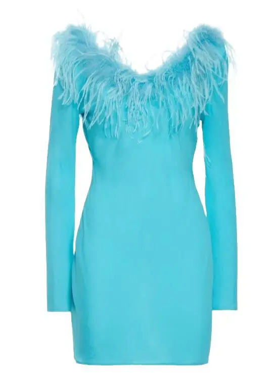 Giuseppe Di Morabito Viscose Mini Dress W/ Feathers - Green