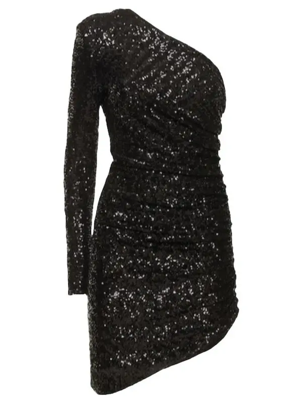 Michael Kors Sequined Jersey Single-sleeve Mini Dress - Black
