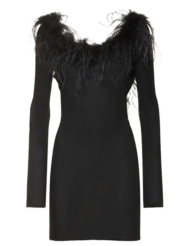 Giuseppe Di Morabito Viscose Mini Dress W/ Feathers - Black