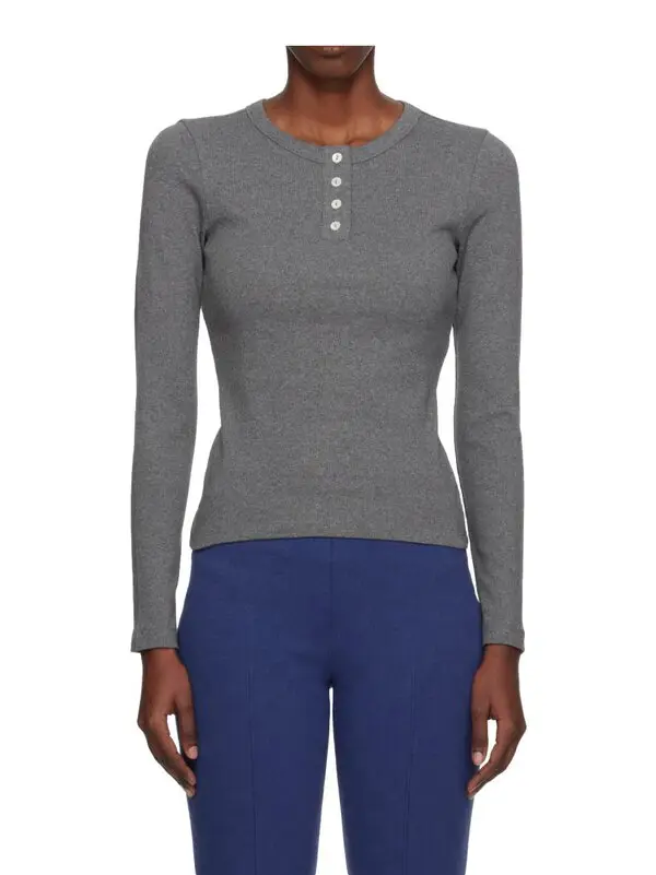 FLORE FLORE Jess Henley Shirt - Light Gray