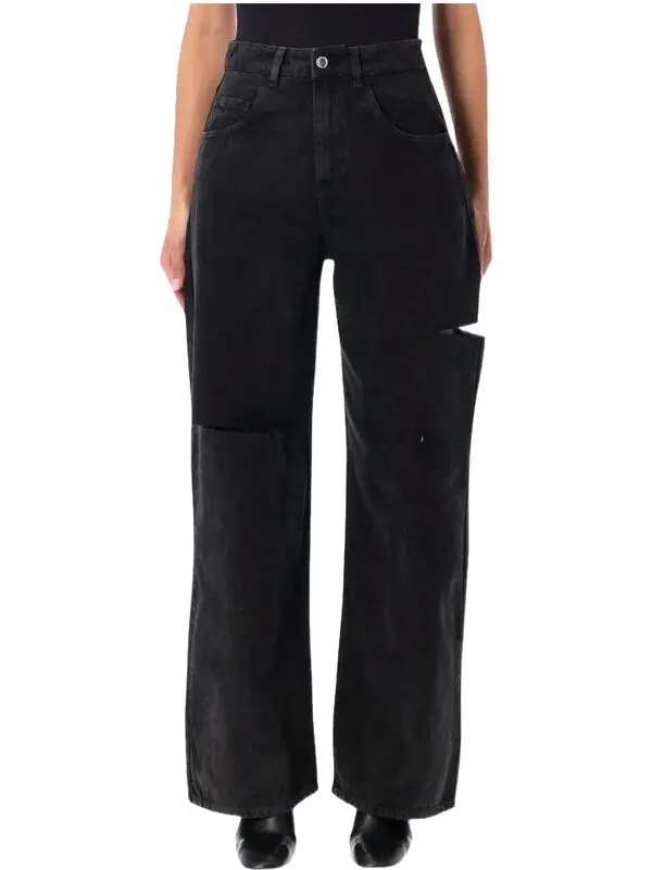 ICON DENIM LOS ANGELES Poppy Distressed Wide-leg Jeans - Black