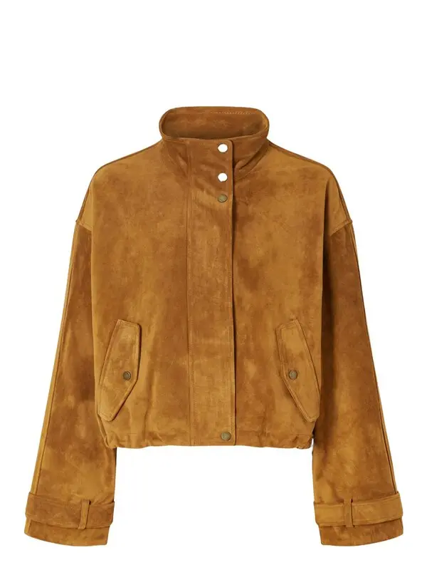 Veronica Beard Bateman Cropped Suede Jacket - Brown