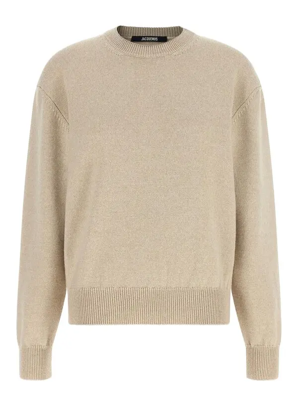 Jacquemus Logo Crew Neck Knitted Sweater - Nude