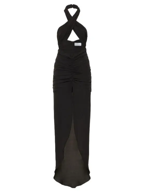 Giuseppe Di Morabito Crepe De Chine Cut Out Long Dress - Black