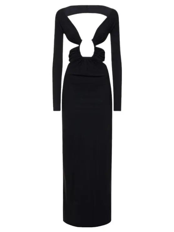 Christopher Esber Odessa Ruched Cutout Jersey Long Dress - Black