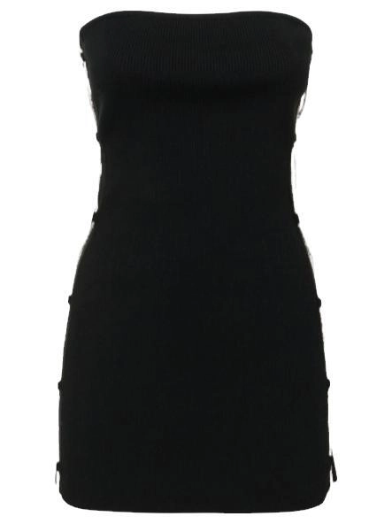 Giuseppe Di Morabito Lace-up Stretch Rib Knit Mini Dress - Black