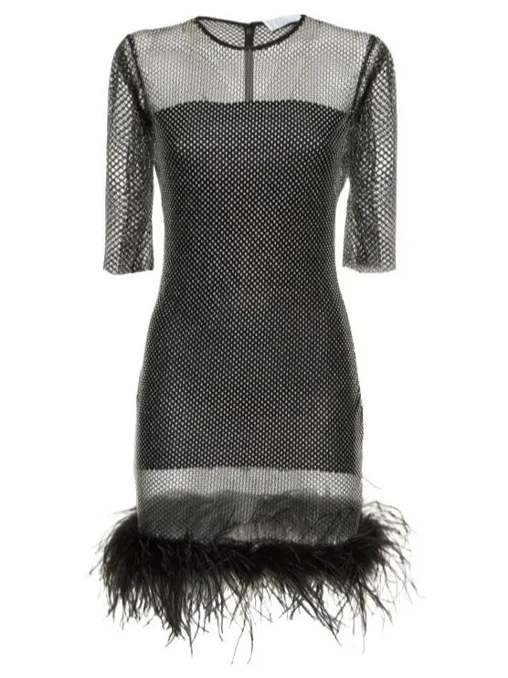 Giuseppe Di Morabito Embroidered Mesh Mini Dress - Black