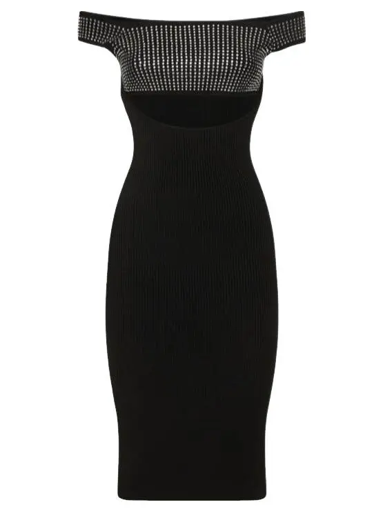 Giuseppe Di Morabito Embellished Knit Midi Dress - Black