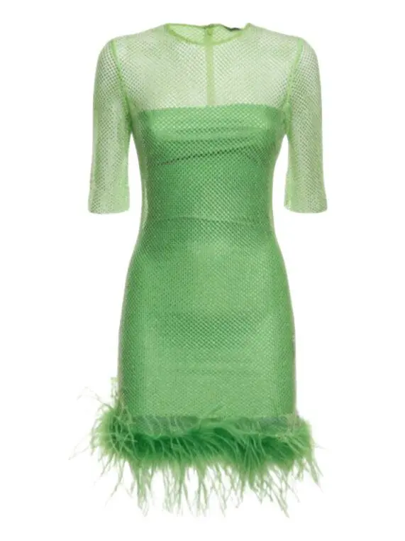 Giuseppe Di Morabito Embroidered Mesh Mini Dress - Green