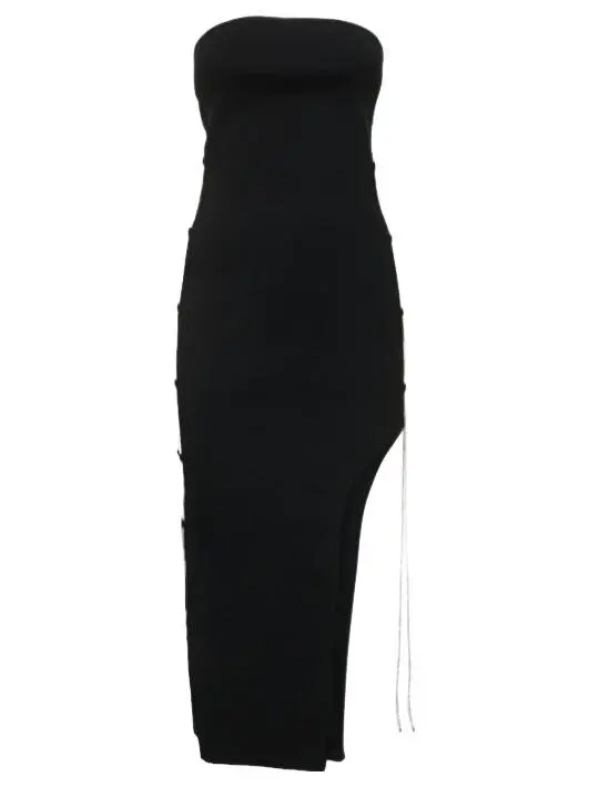 Giuseppe Di Morabito Lace-up Stretch Knit Midi Dress - Black