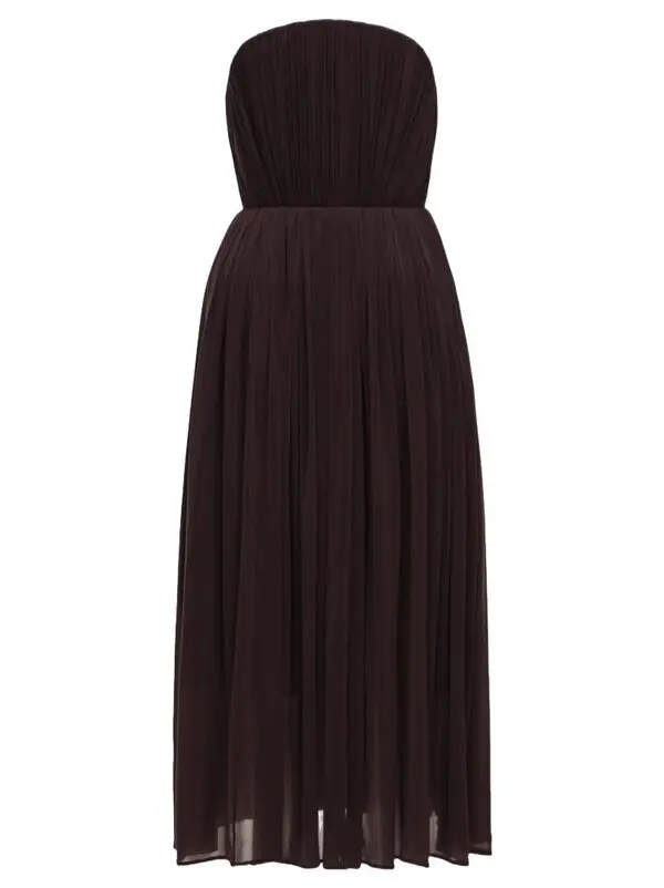 Magda Butrym Strapless Pleated Corset Dress In Burgundy - Wine Red